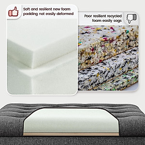 Yaheetech Ottoman with Large Storage, Multifunctional 28-inch Storage Bench, Bedroom Bench Foot Rest with Cushion as Footboard Bench, Sofa Bench, Coffee Table for Living Room Entryway Gray