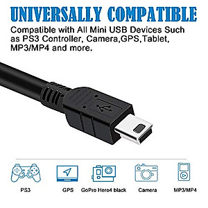 Replacement USB Charger Charging Cable Power Cord for OneTouch Verio IQ Blood Glucose Monitoring System Meter - (Not Compatible with OneTouch Verio Flex Models). Mini-B Cord for PS3,MP3 Player Canon