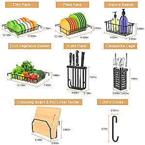 Tsmine Over The Sink Dish Drying Rack 2 Tier Stainless Steel Kitchen Dish Rack Adjustable (33.5-40.5 in), Large Dish Rack Drainer for Kitchen Organizer Storage Space Saver with 7 Utility Hooks