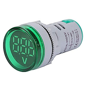 Digital Mini LED Display Voltmeter, DC 6-100V LED Voltmeter Signal Light Digital Display DC Voltage Meter Indicator Round Lamp Tester (Green)