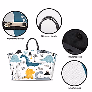 Cute Dinosaur Diaper Bag Tote with Stroller Straps, Funny Animal Large Capacity Baby Stroller Organizer Bag, Multi-Function Nappy Bag Travel Handbag