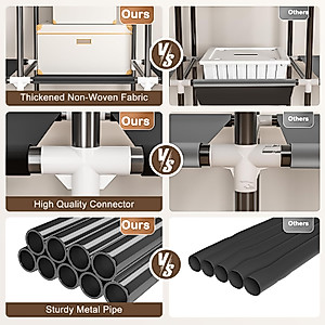 Neatrays Wardrobe Closet，Portable Closets for Hanging Clothes,Free Standing Clothes Rack with Cover & 3 Hanging rods & 6 Storage Shelves & 2 Side Pockets