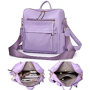 Iblue Fashion Backpack Purse for Women Convertible Travel Shoulder Bag PU Leather Satchel Handbags,#B3159 (Purple)