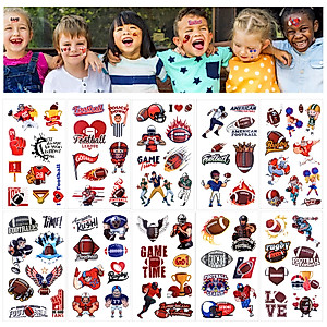 HOWAF 100+PCS American Football Temporary Tattoos, Super Bowl Fake Tattoos for Kids Adults, Rugby Face Tattoos Stickers for Sports Football Fans Favors, Waterproof Body Tattoos for Football Event Party Supplies