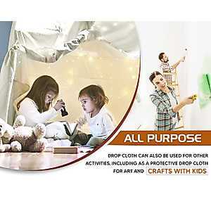 Utopia Drop Cloth for Painting (9x12 ft, 1 Pack) Washable and Reusable Canvas Fabric for Furniture & Floor Protection Highly Absorbent Paint Cover - Duck Dropcloth for Outdoor and Indoor Use