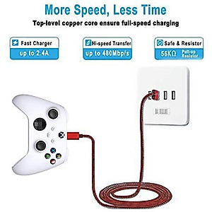 2 Pack 10Feet USB Type C Fast Charging Charger Cable Compatible with Nintendo Switch/Switch Lite, Xbox Series S/Series X Controller PS5 Controller Playstation 5 Charger USB Cable (Black+RED)