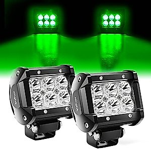 Nilight 4" Led Light Pod Green Spot Driving Fog Light 2PCS 18W Off Road Fishing Hunting Emergency Safety Signal Deck Trailer Hunting lights for UTV Pick-up Van Boat Tractor, 2 years Warranty