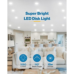 Sunco 96 Pack 5/6 Inch LED Disk Lights, Flush Mount Disc Recessed Ceiling Can Lighting, 1050 LM, 3000K Warm White, Dimmable, 15W=75W, Damp Rated ETL