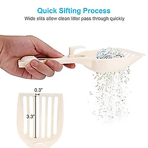 Depets Cat Litter Scoop, Litter Scoop with Wide Slats, Kitty Litter Scooper for Pine Pellets, Durable Plastic Litter Sifter Scoop - Designed for Easy Sifting, Milky White