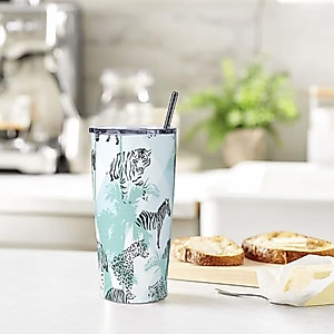 Yaxongx 20oz Tumbler Leopards Tiger Zebra Double Wall Vacuum Insulated Coffee Mug with Lid and Metal Straw Brush Reusable Stainless Steel Water Bottle Travel Cup Gifts for Car Ice Drinks Hot Beverage