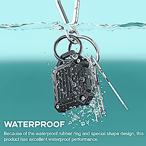 Jeanue-Waterproof Airtag Holder Keychain Case,Compatible Apple Air Tag Tracker with Key Ring,[Ultra-Durable][Full-Cover][Screw-Closed] for Keys/Dog Collar/Luggage (Black 1Pack)
