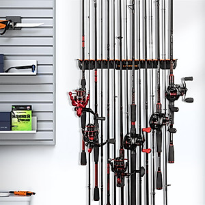 KastKing Patented V15 Vertical Fishing Rod Holder – Wall Mounted Fishing Rod Rack, Store 15 Rods or Fishing Rod Combos in 17.25 Inches, Great Fishing Pole Holder and Rack