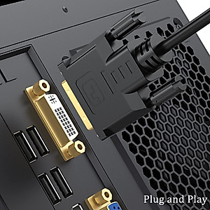 UVOOI DVI Cable 25FT, DVI to DVI-D Cable 25 Feet Long DVI Cord Support 1080P for Computer, PC, Laptop, Monitor, TV and Projector