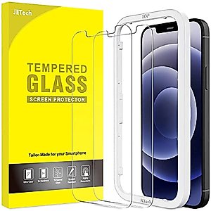 JETech Screen Protector Compatible with iPhone 12/12 Pro 6.1-Inch, Tempered Glass Film with Easy-Installation Tool, 2-Pack