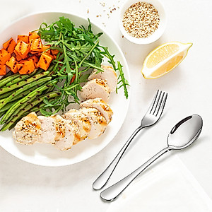 ANYLAT Spoon and Fork Set of 12, 6PCS Stainless Steel Dinner Forks and 6PCS Spoons Silverware Set, Dishwasher Safe (Silver 7.3 Inch)