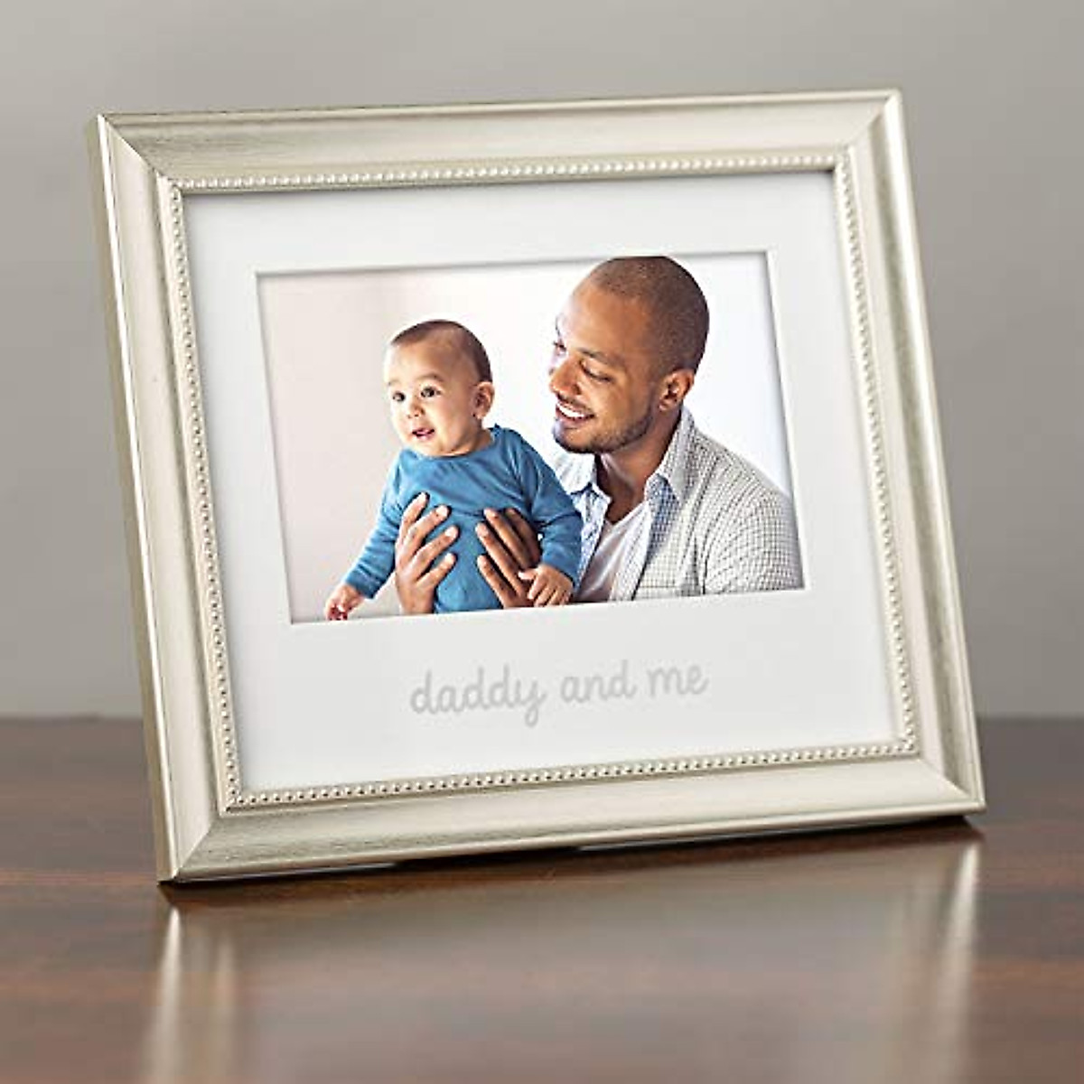 Lil Peach Daddy and Me Photo Frame, Newborn Baby Keepsake, Father's Day Gifts, Gender-Neutral Nursery Decor, 4" x 6" Picture Frame, Silver