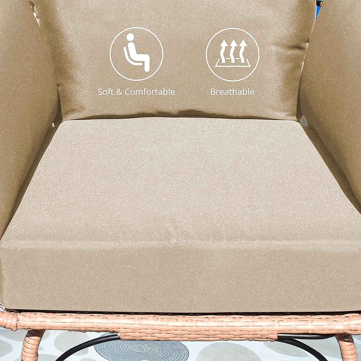 OTSUN Wicker Egg Chair, Oversized Indoor Outdoor Lounger for Patio, Backyard, Living Room with 4 Cushions, Steel Frame, Apricot