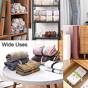 Veiai Clothing Storage Strap, 24PCS Wrapping Storage Straps with Button Clothes Organizer Tool for Houseware Closet, Travel, Trip