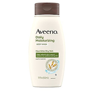 Aveeno Daily Moisturizing Body Wash for Dry & Sensitive Skin, Hydrating Oat Body Wash Nourishes Dry Skin With Moisture, Soothing Prebiotic Oat & Rich Emollients, Light Fragrance, 18 fl. oz