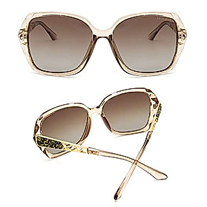 LECKIRUT Oversized Sunglasses for Women Polarized UV Protection Classic Fashion Ladies Shades Coffee Frame Coffee Lens