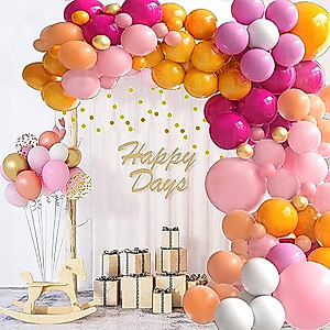Pink and Orange Balloon Arch Kit, 115 PCS Pink Orange Balloon Arch Pastel Pink Orange Metallic Gold Party Balloons For Baby Shower Birthday Wedding Rainbow Encanto Party Decorations