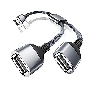 Itramax USB Splitter Y Cable 1FT,USB 1 Male to 2 Female Extension Cord Connector,Dual Double USB Port Extender Hub,Data&Charger Power Split Adapter for Mac,Car,Laptop,PC,Xbox One Series X/S,PS4,PS5