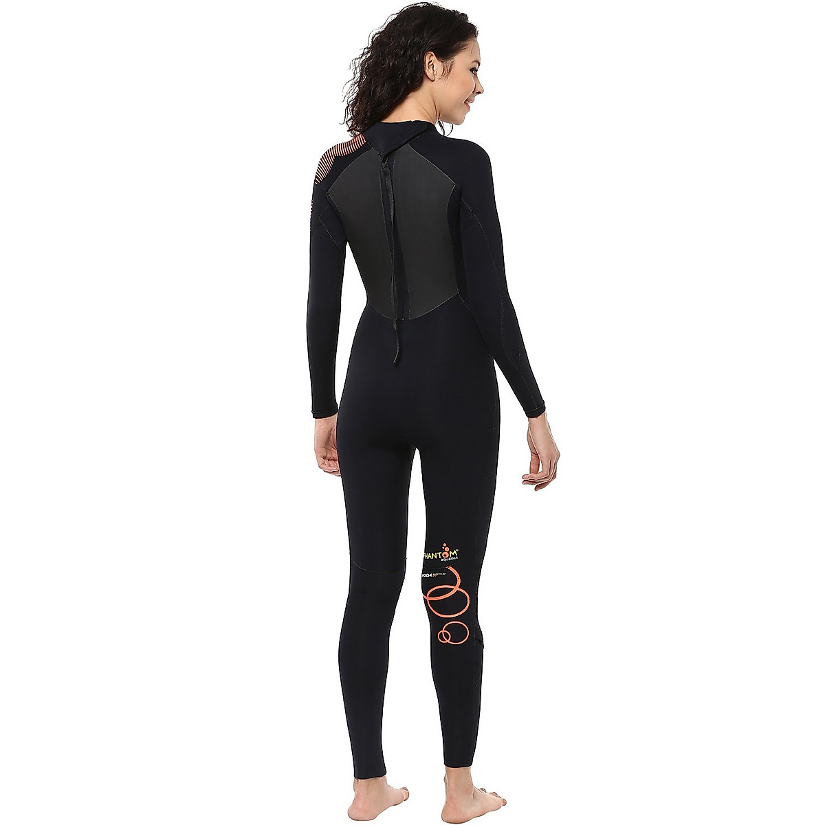 Phantom Aquatics Wetsuit Women's Voda Premium Stretch Full Suit, Black/Coral, XX-Large