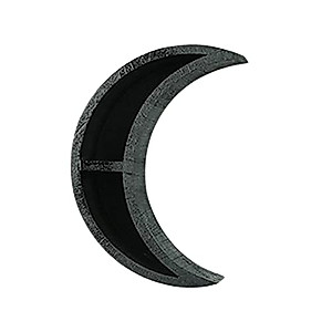 Yudanny Moon Shelf, Wooden Wall Hanging Display Shelf Moon Phase Shelf Wall Decor for Home Office, Black (1833472120967AM103US66)