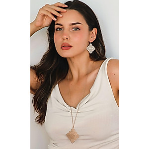 POMINA Floral Celtic Filigree Gold Dangle Drop Earring Boho Fashion Geometirc Filigree Earrings for Women (Worn Gold)