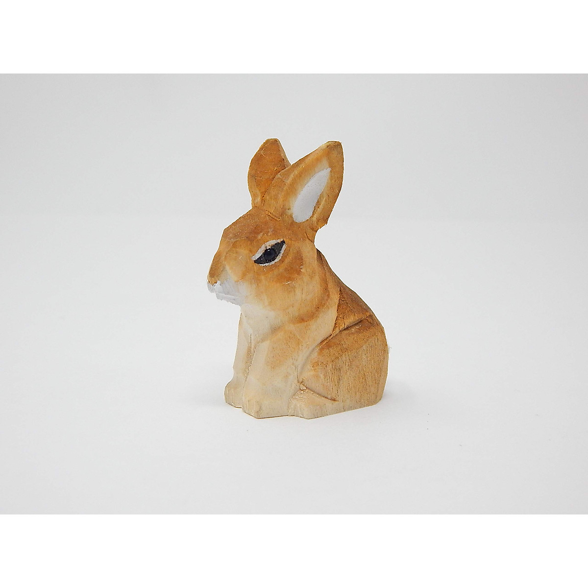 Selsela Brown Rabbit Handmade Wood Figurine Carved Bunny Sculpture Home Decor Miniature Animal Art Garden Statue Collectible