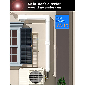 Toutgood 3'' 7.5Ft Line Set Cover Kit for Mini Split Ductless Air Conditioners and Heat Pumps, Central AC Decorative Upgraded UV-Proof Strong& Durability PVC Pipe