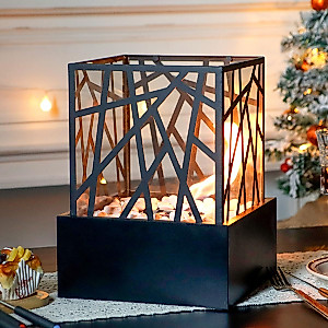 NEWIMAGE Tabletop Fire Pit, Fire Bowl 11.5" H Portable Tabletop Fireplace Clean Burning Bio Ethanol Ventless Fireplace for Indoor Outdoor Patio Parties Events