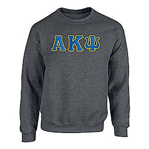 Alpha Kappa Psi Twill Letter Crewneck Sweatshirt Drk HTH Large Dark Heather