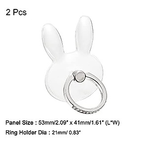 uxcell Transparent Phone Ring Holders, Diamond Clear Finger Grip Stand for Phone, Case, Tablet (Rabbit Shape), 2Pcs