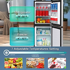 rosmena Small Refrigerator with Freezer, 4.1 Cu.Ft. Compact Mini Refrigerator with Freezer on bottom, large mini fridge for Apartment, Dorm, Office, Family, Basement, Garage