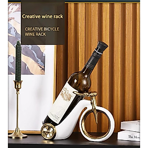 LIULIMI Bicycle Wine Shelf, Ceramics Wine Racks Holder Wine Cabinet for Home Living Room Porch Decoration Creative Gift (White)