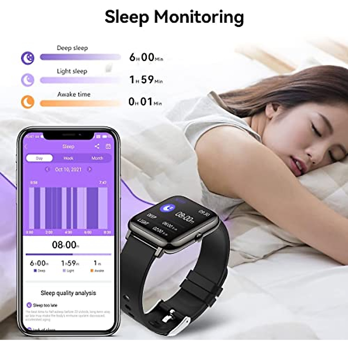 Smart Watch for Men Women 1.4 Full Touch Screen Fitness Tracker Watch with Heart Rate Blood Pressure Sleep Monitor IP68 Waterproof Smartwatch for Android iOS Phones Sports Watch with Step Counter