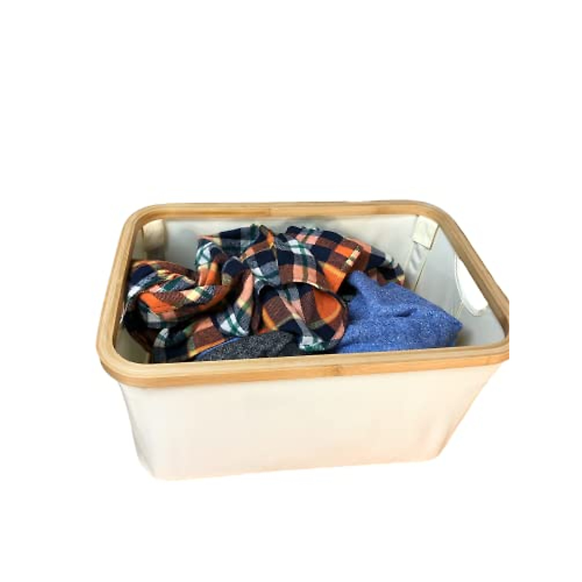 Bamboo Rectangle Basket with Handle, Hamper for bedroom, Bathroom, Nursery Room, Dorm Room, Storage Basket for Plushies.Toys, Towels, Clothing