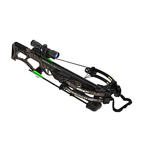 Barnett Archery Whitetail Hunter Crossbow, with 4x32mm Multi-Reticle Scope, 2 Arrows, Lightweight Quiver, 400XTR Without Crank Device, Mossy Oak Bottomland, One Size (BAR78168)