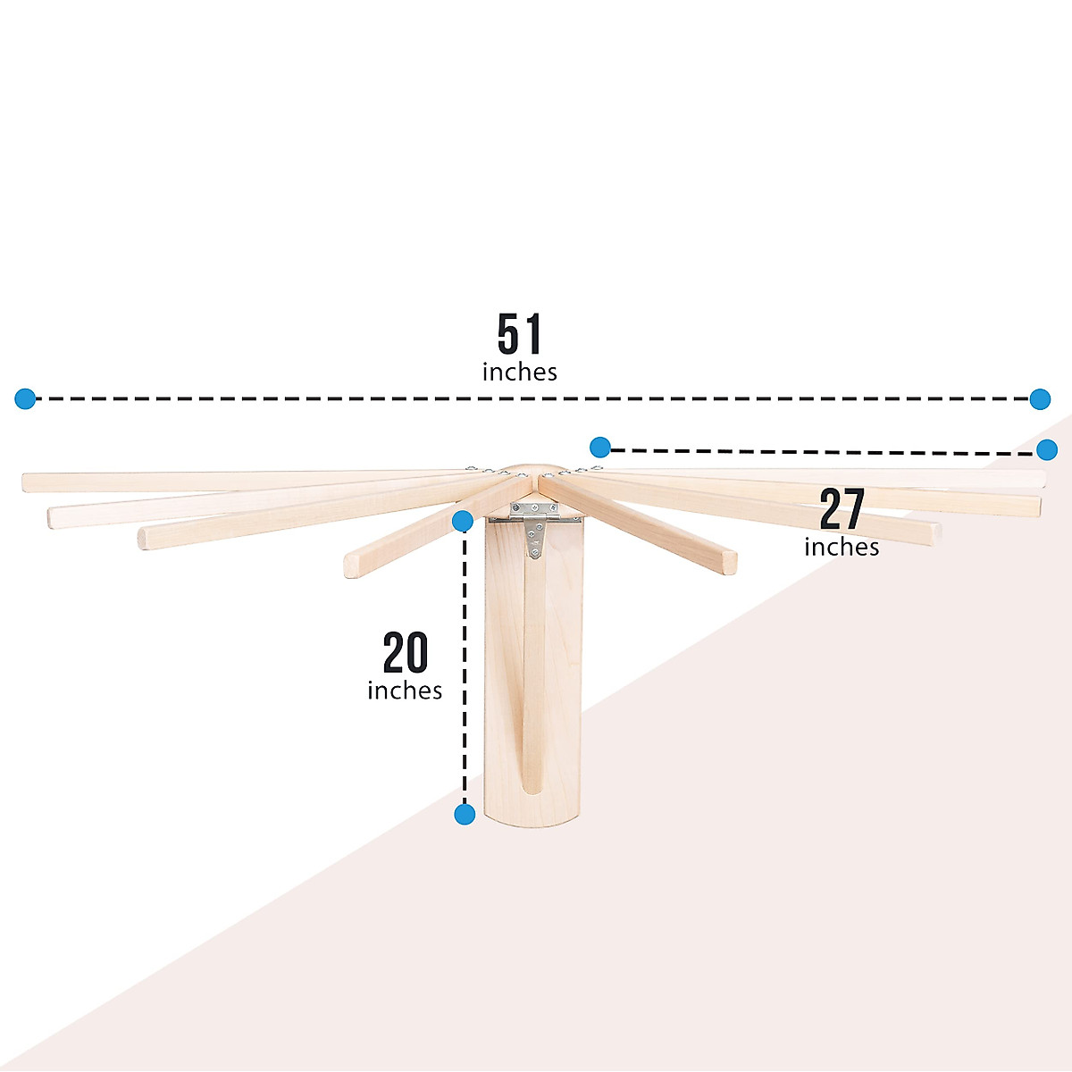 Pennsylvania Woodworks Wall Mounted Clothes Drying Rack - Heavy Duty, Collapsible Laundry Rack for Drying Clothes - Solid Maple Hardwood Foldable Drying Rack - Made in The USA (Large)