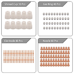 150pcs PT-31 Extended Air Plasma Cutting Nozzle Electrode Consumables Fit CUT-40 CUT-50D CT-312