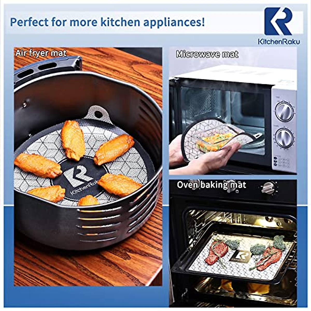 KitchenRaku 2 Pcs Induction Cooktop Mat, (magnetic) Induction Cooktop Protector For Induction Stove, Round Stove Top Cover Induction Silicone Mat, Usable as Microwave Mats (7.9", White)