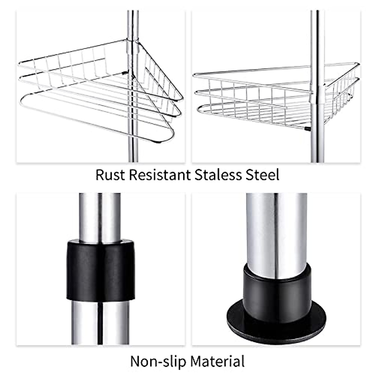LiangDong Shower Caddy Corner Organizer for Bathroom, Bathtub Rustproof Storage Holder for Shampoo and Other Bath Accessories,