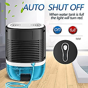 Dehumidifiers for Home,Posdry 27 OZ(800ml) Small Auto Shut off Dehumidifiers with Drain Hose,Portable Ultra Quiet Mini Dehumidifiers for Basement,Bathroom, Bedroom, Garage, RV(260Sq.Ft)