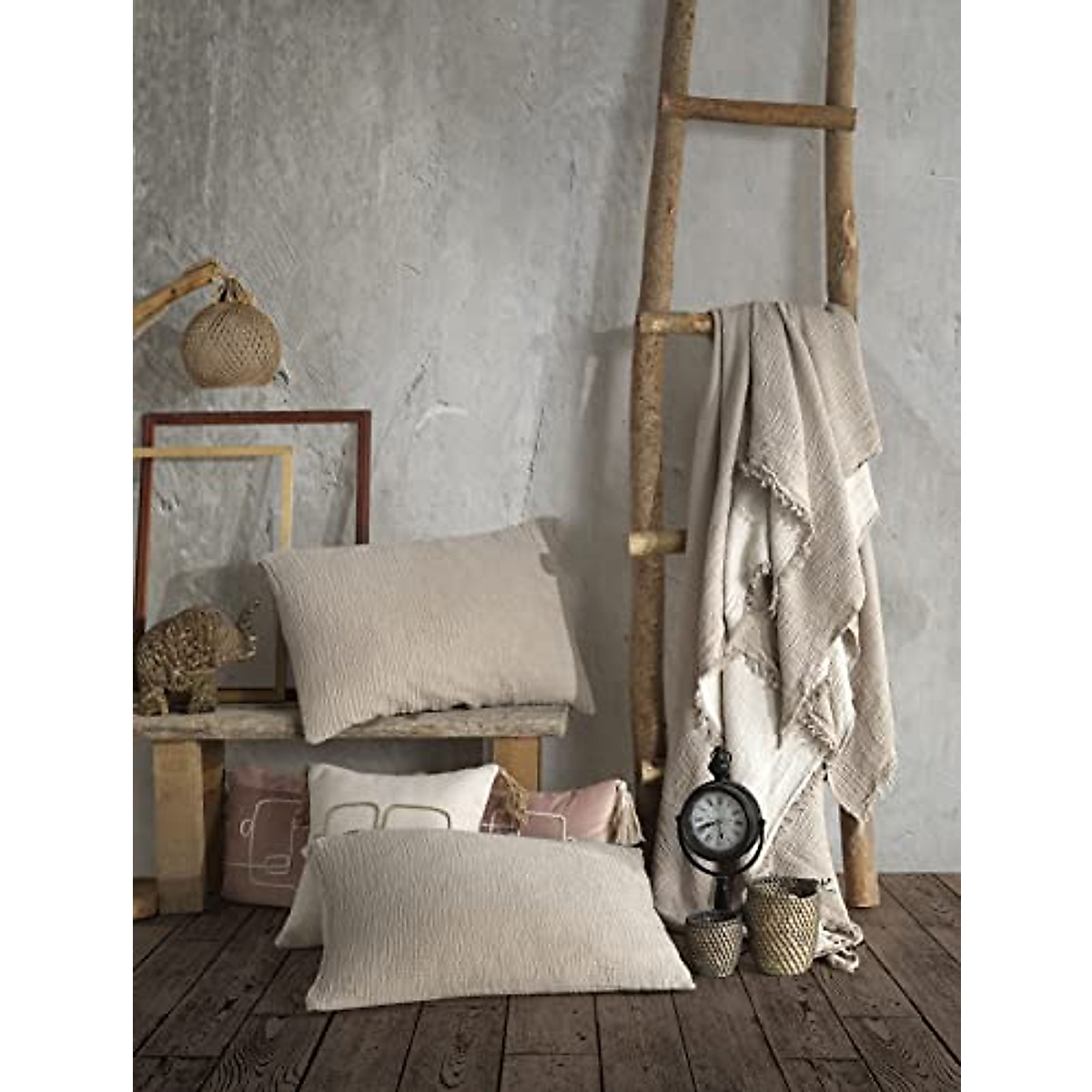 Soft King 4 and 8 Layer Gauze Rustic Bed Cover, Blue Soft Bedspread, Muslin Throw Blanket, Lightweight Blanket (Champagne, 95X125 Inches) (MTB001)