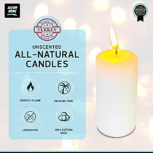 Axiom – Pack of 4 Unscented Small Votive Pillar Candles, 7.5 Hours Long Lasting Burning - 100% Natural Wax Smokeless Candles – Perfect for Weddings, Valentine's Day Parties, and Home Decor