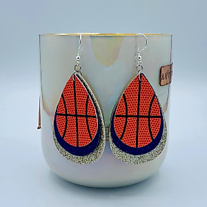 Basketball Earrings for Women - Basketball Mom Jewelry - Basketball Jewelry - Basketball Wives Earrings (Royal Blue & Silver)
