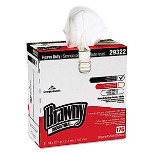 GEORGIA-PACIFIC Brawny Industrial Shop Towel Heavy-Duty White 9.1 in. X 12.5 in. 10 Boxes Of176 Count Per Case-2462634