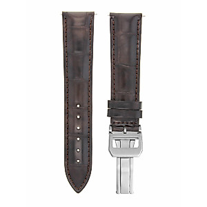 Ewatchparts 21MM LEATHER STRAP WATCH BAND COMPATIBLE WITH IWC PILOT PORTUGUESE PORTOFINO + CLASP D/BROWN