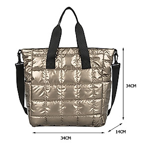 AZURAOKEY Women Lar Quilted Puffer Tote Bag Nylon ow Shopper Bag Women er tch th Handle Fem
